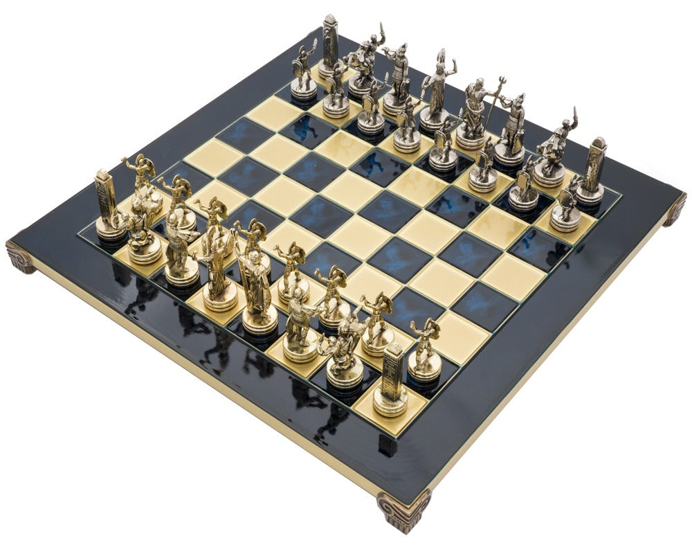 De Manopoulos Griekse Mythologie Schaakset met Houten Kist - MEDIUM